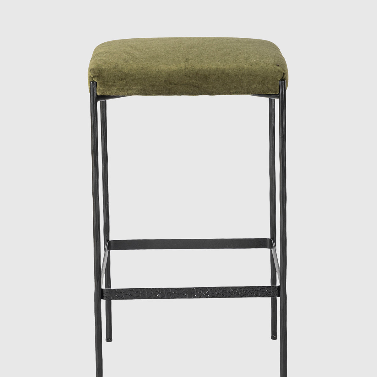 20984 | Forged Iron Upholstered Bar Stool – Manglam Arts